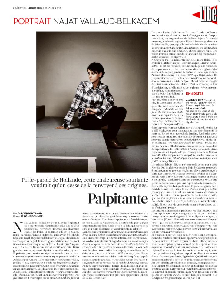 "Portrait" par Olivier Bertrand dans Libération - Najat Vallaud-Belkacem