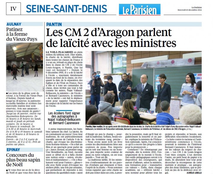 Les CM2 d'Aragon à Pantin parlent Laïcité avec les ministres ...